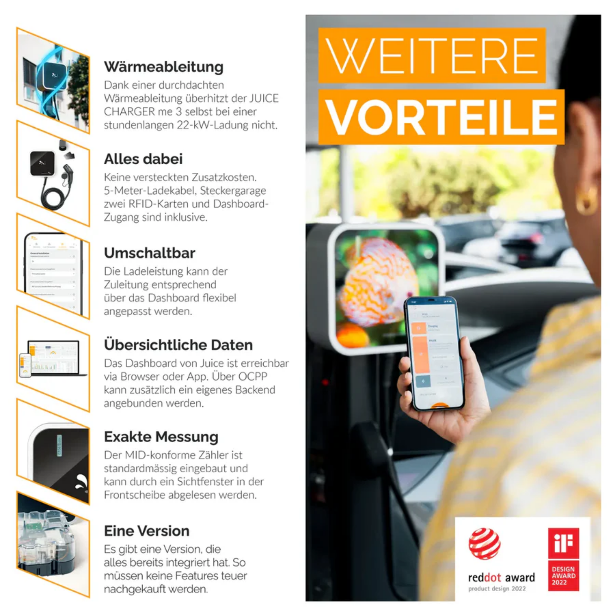 Juice Charger me 3 Wallbox 11kW/22kW mit 5m Typ-2 Ladekabel | RFID | L ...
